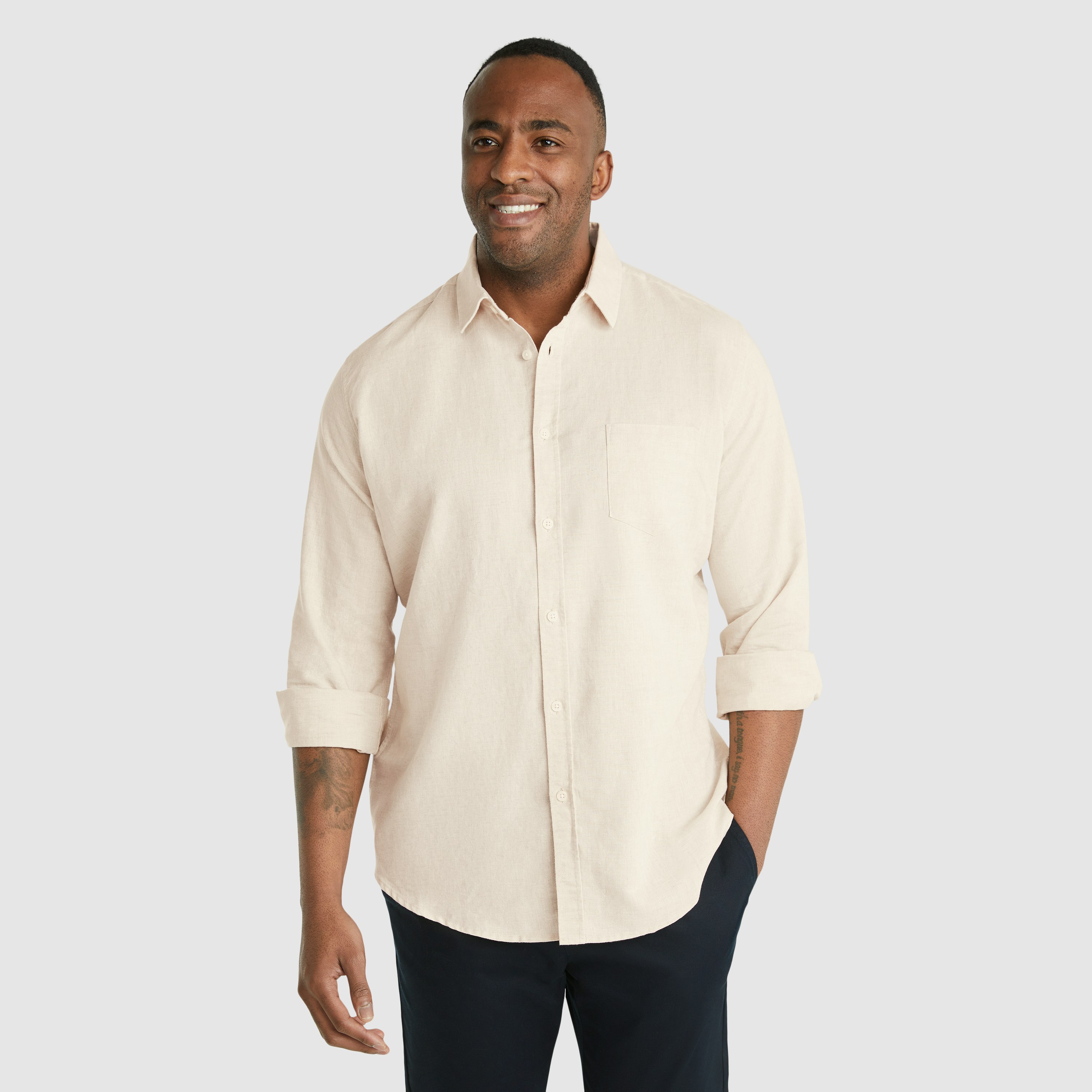Oatmeal Anders Linen Shirt | Men's Tops | Johnny Bigg NZ