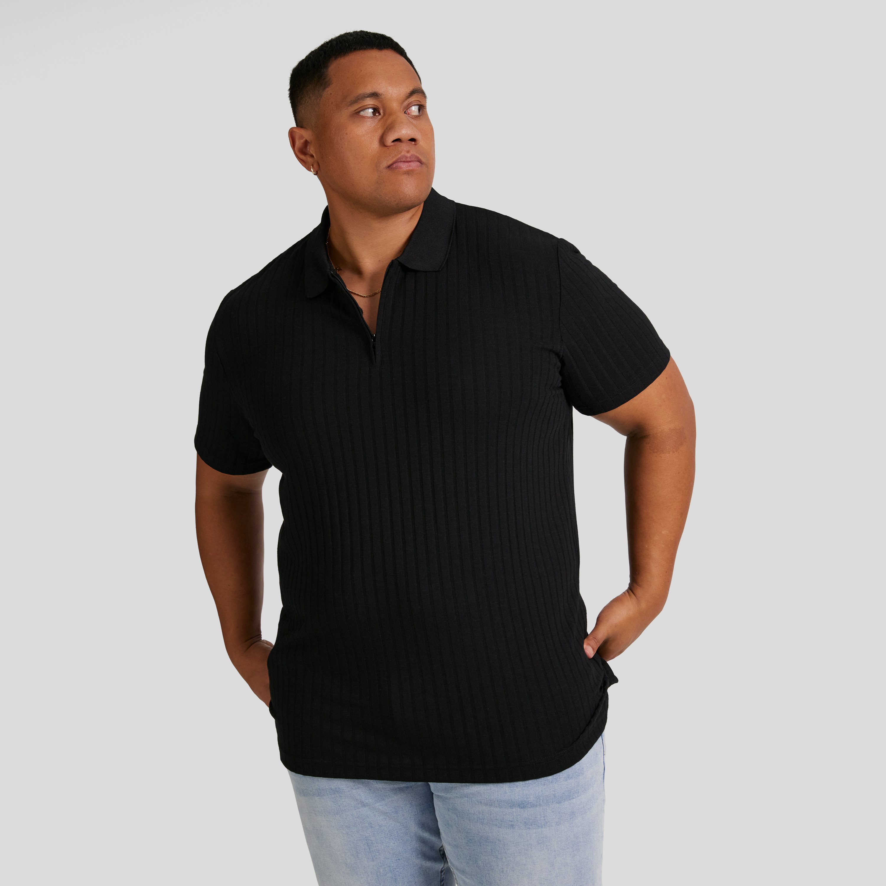 Black Page Rib Polo | Men's Tops | Johnny Bigg NZ