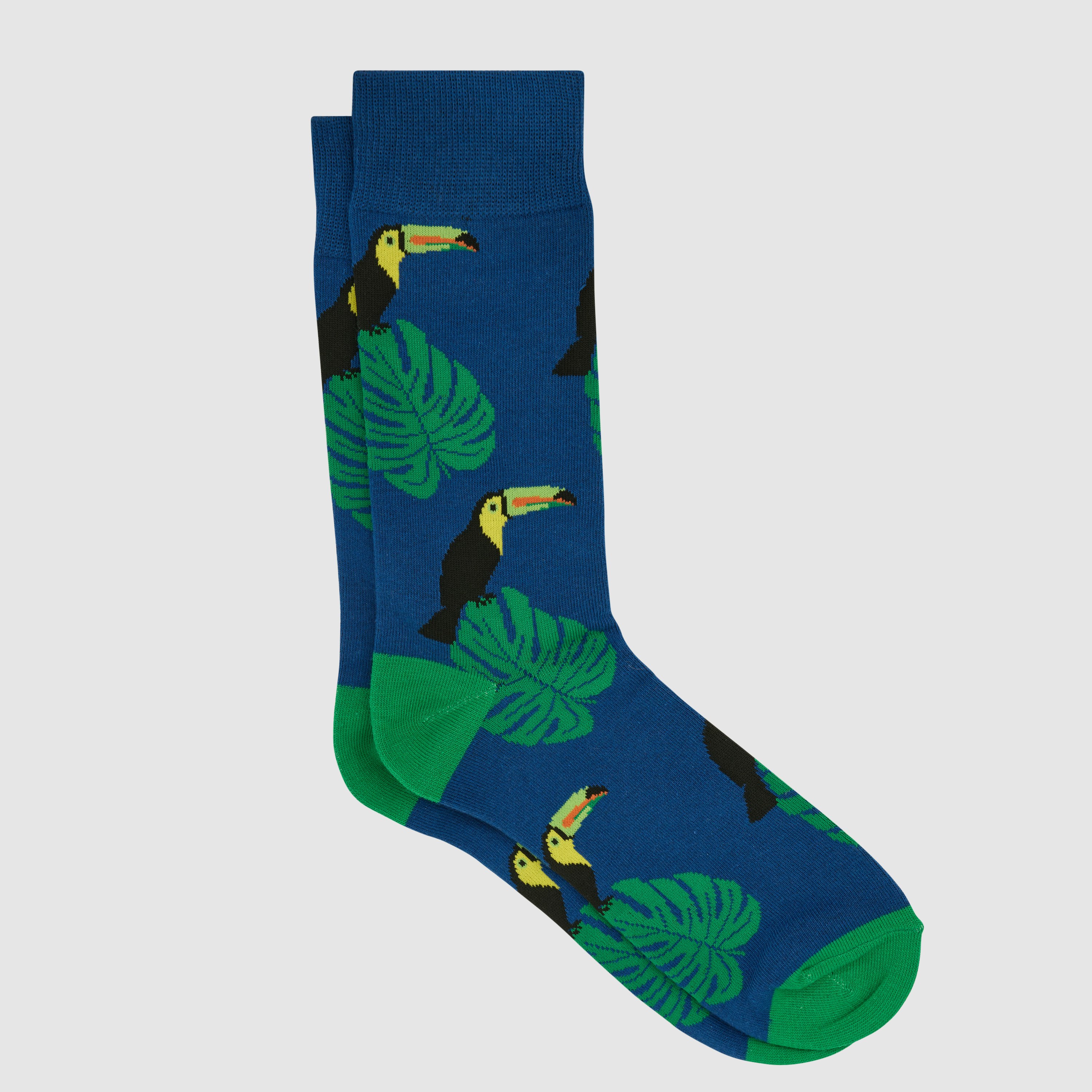 Navy Palm Leaf Toucan Fancy Sock | Men's Accessories | Johnny Bigg NZ