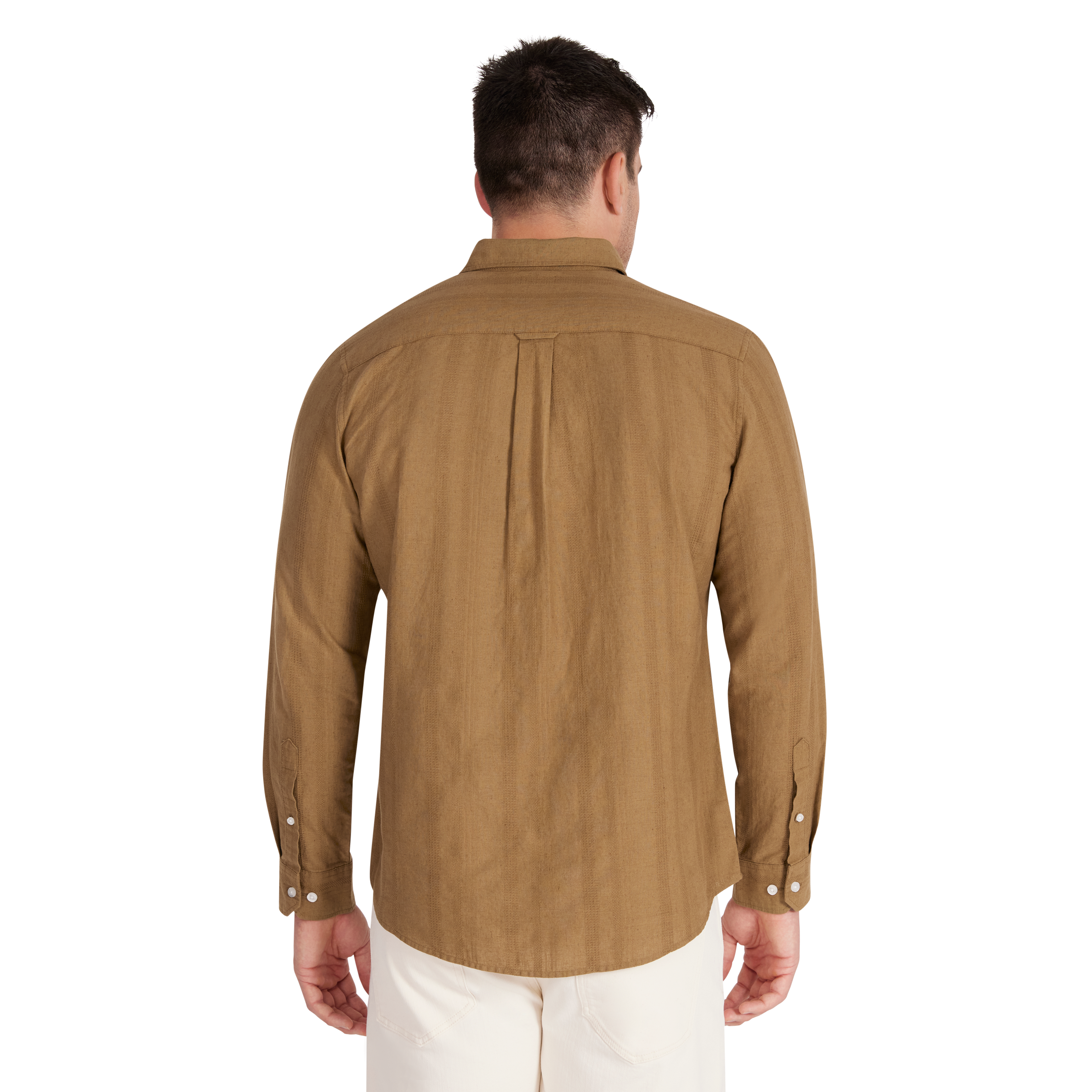Camel Bane Textured Linen Shirt | Men's Tops | Johnny Bigg AU